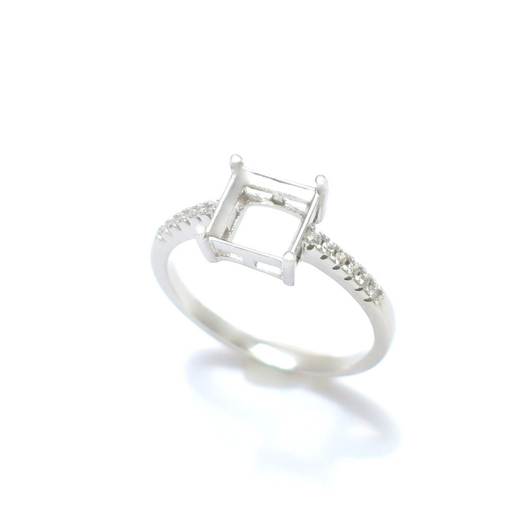 Stunning !!! 925 Sterling Silver Square Ring Setting - 7, 8, 9, 10, 11 ...