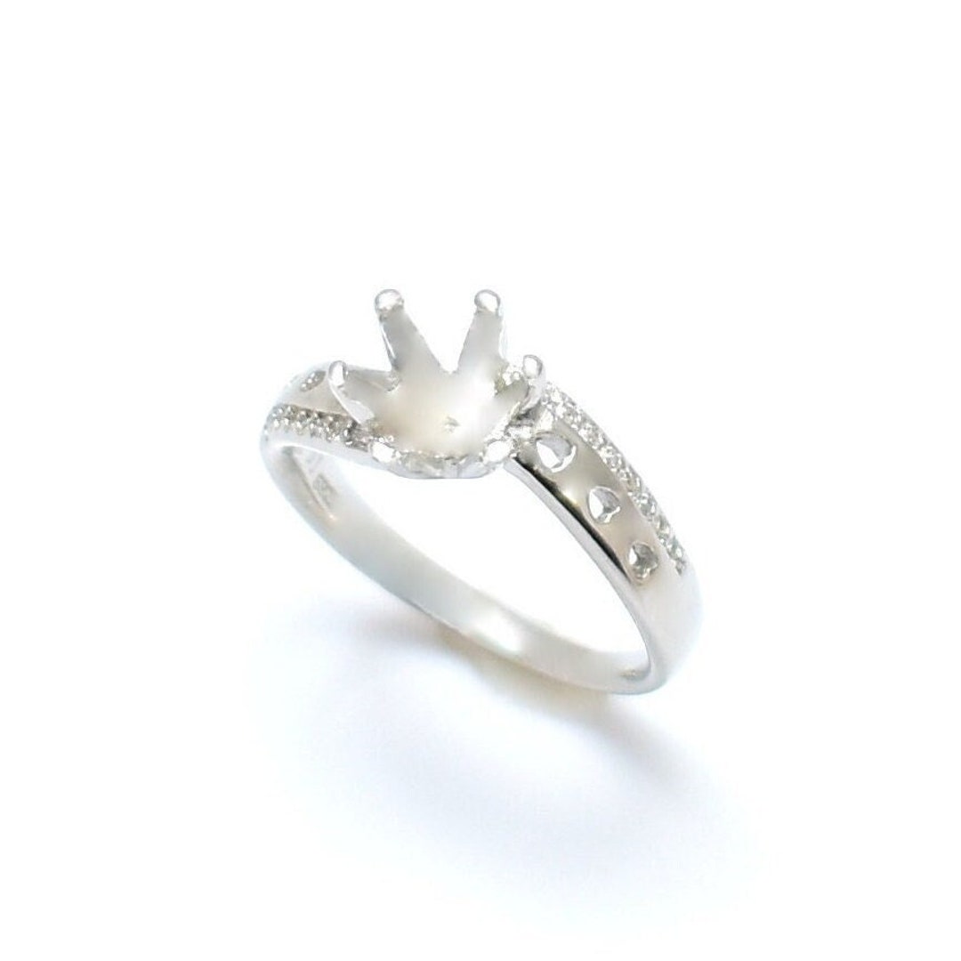 Stunning Semi Mount Ring, 925 Sterling Silver Round Ring Setting, Round ...