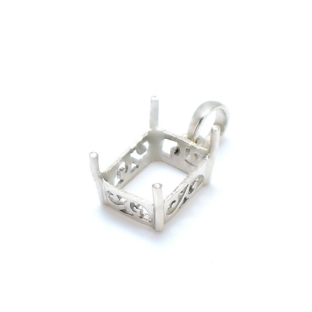 Stunning !!! 925 Sterling Silver Pendant Setting, Octagon 7x5 to 14x10 ...