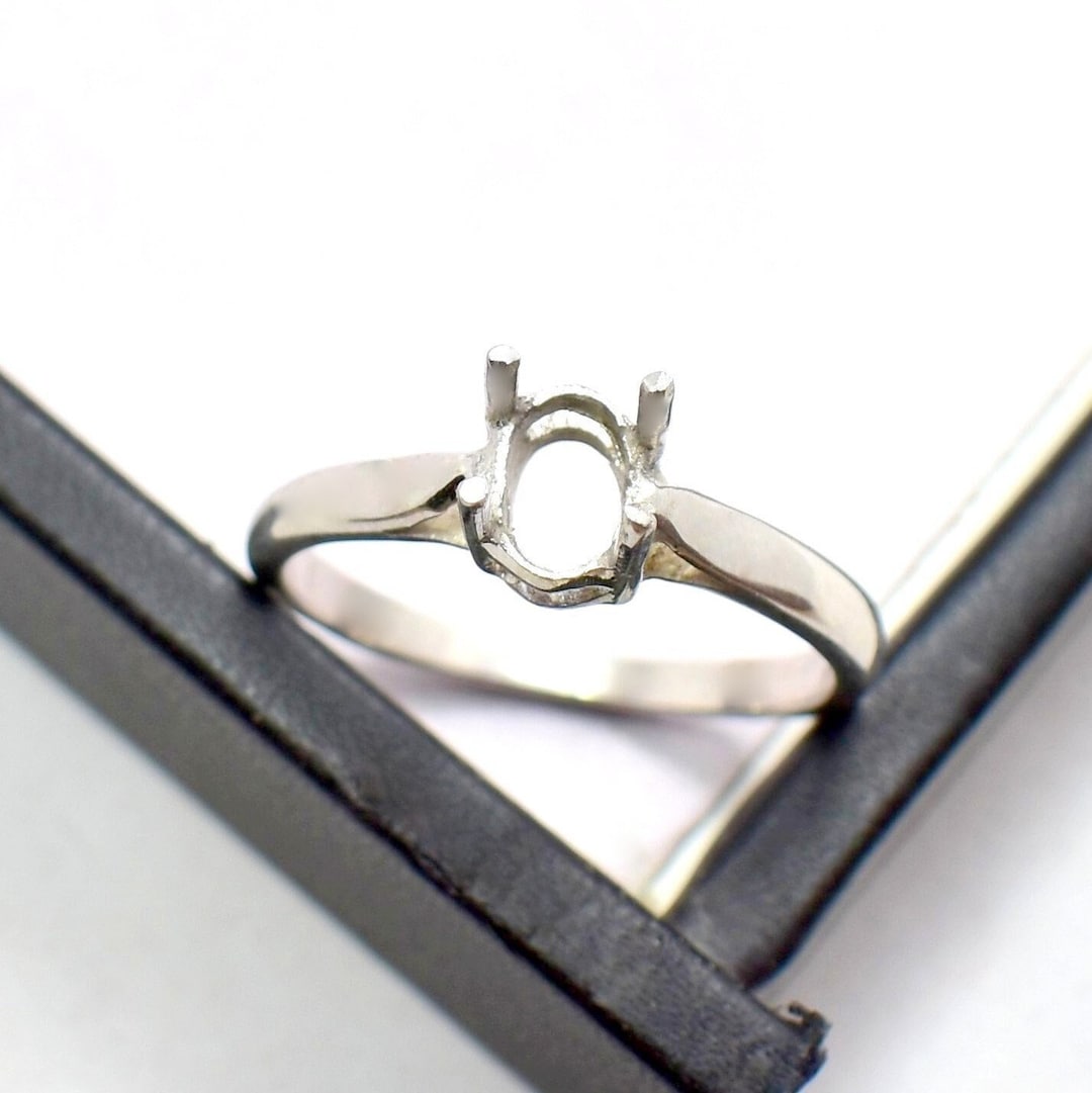 Stunning 925 Sterling Silver Oval Ring Setting, Oval 7x5 to 11x9 Mm ...