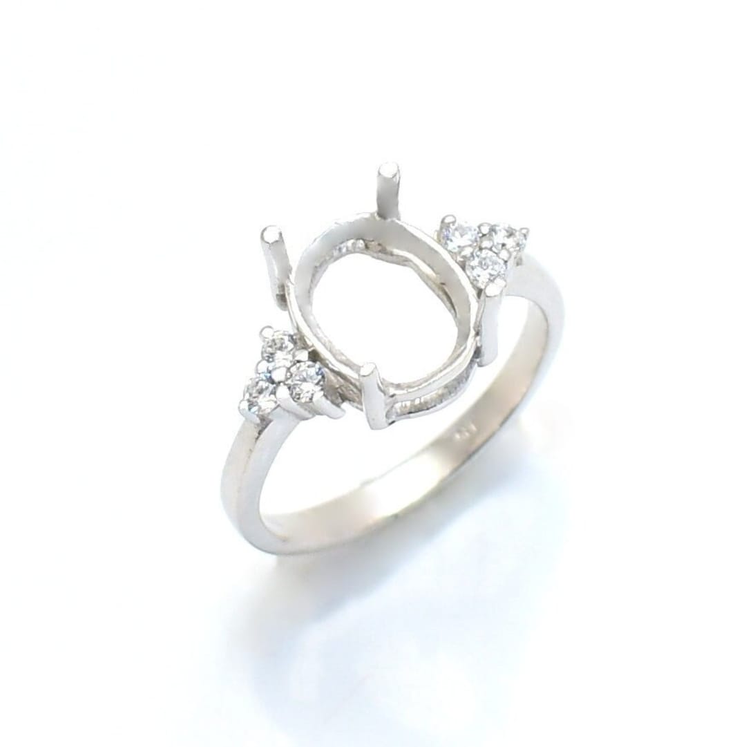 Stunning 925 Sterling Silver Oval Ring Setting With Zircon - Etsy