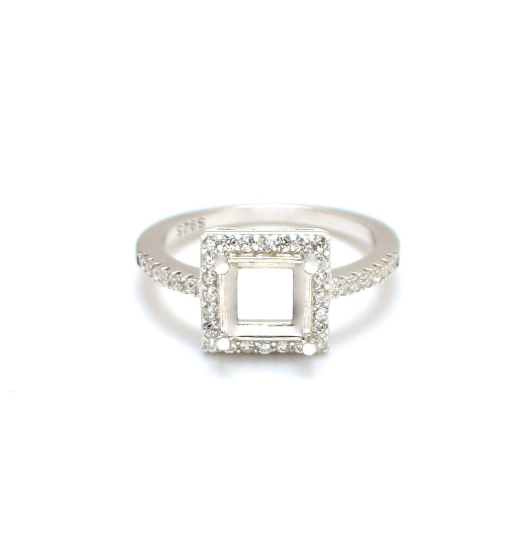 Fabulous 925 Sterling Silver Square and Cushion Ring Setting 7, 8, 9 ...