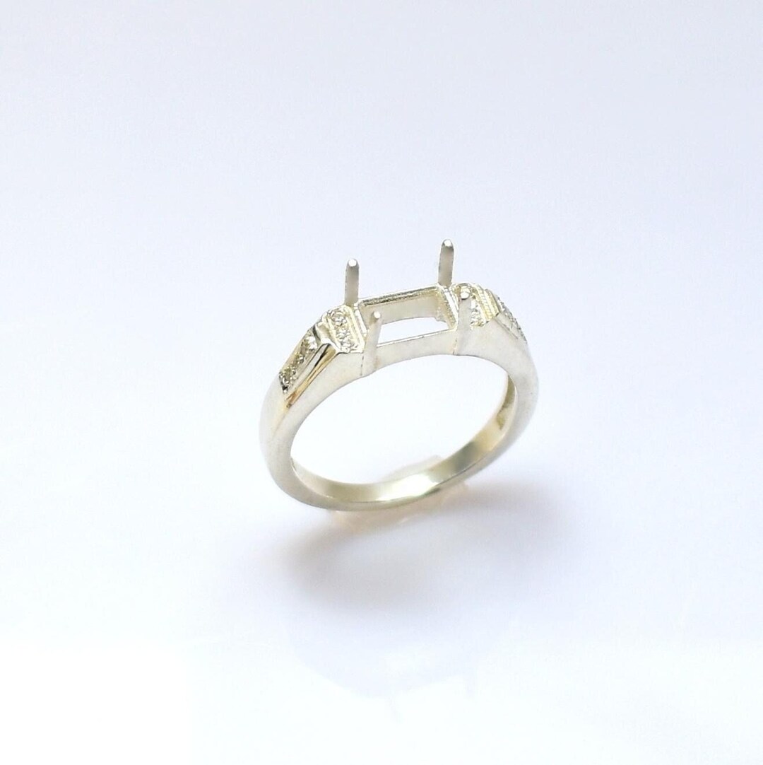 Fabulous 925 Sterling Silver Octagon Ring Setting With Zircon, 7x5, 8x6 ...