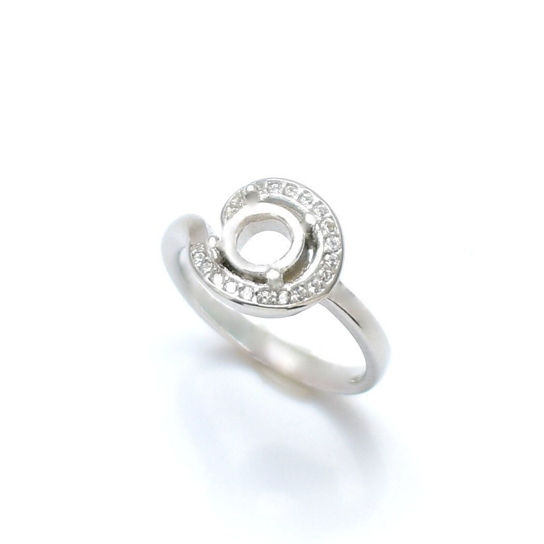 Silver Semi Mount Ring, 925 Sterling Silver Round Ring Setting, Round 5 ...