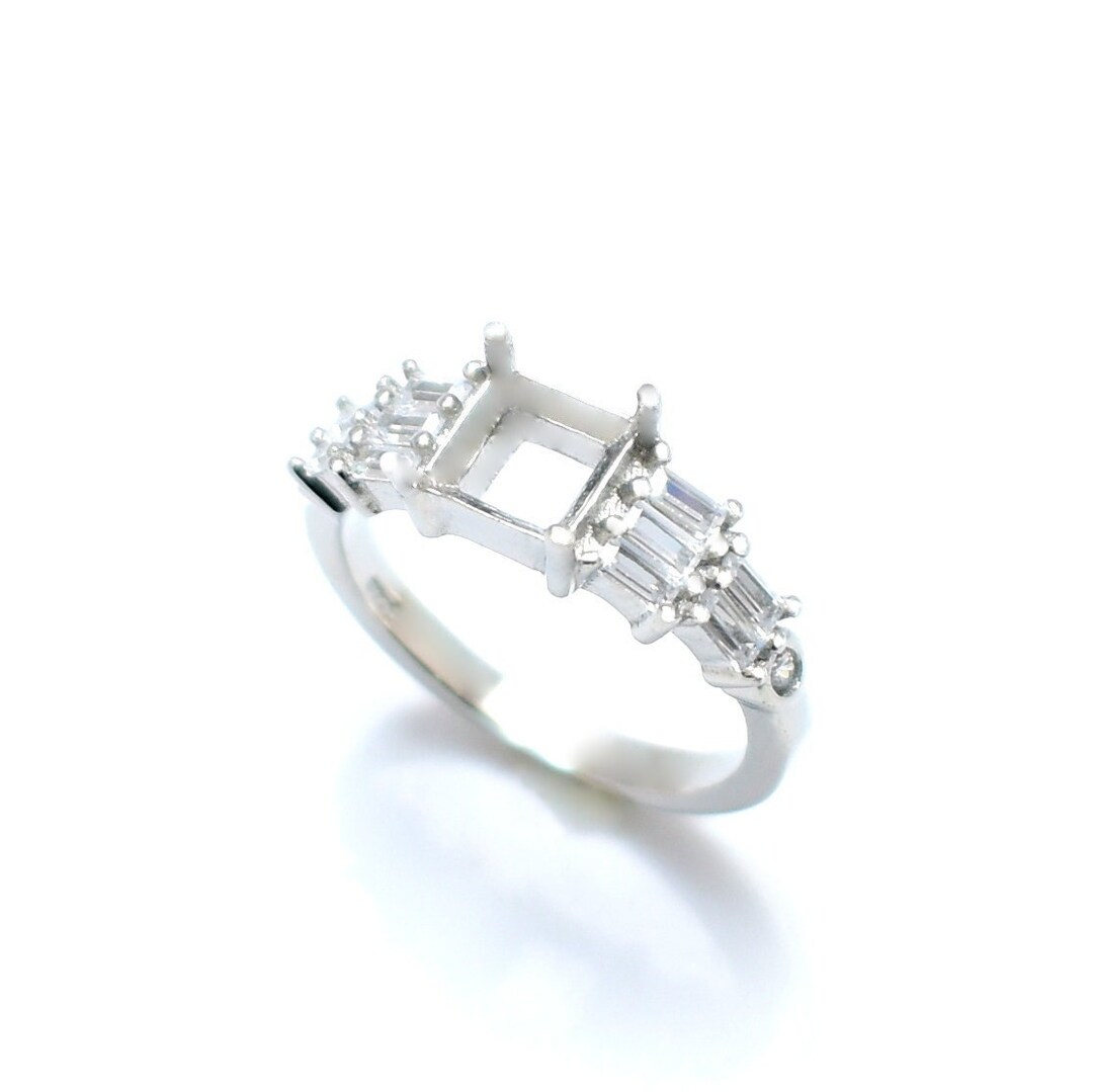 Beautiful 925 Sterling Silver Ring Setting, Square 5, 6, 7, 8 Mm Ring ...