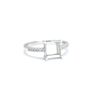 Stunning !!! 925 Sterling Silver Square Ring Setting - 7, 8, 9, 10, 11 ...