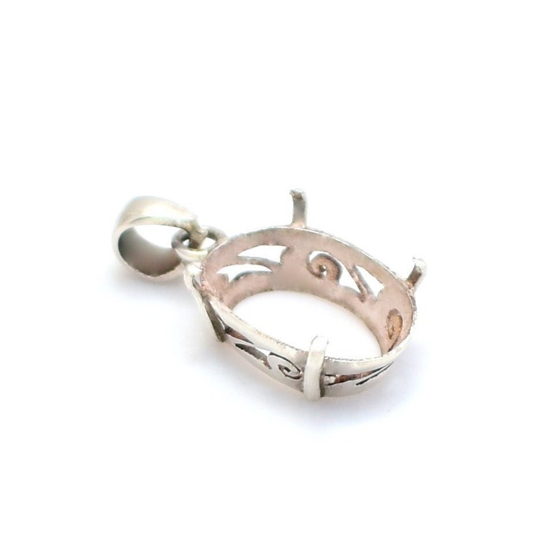 925 Sterling Silver Oval Pendant Setting, Oval 7x5 to 14x10 Mm Pendant ...