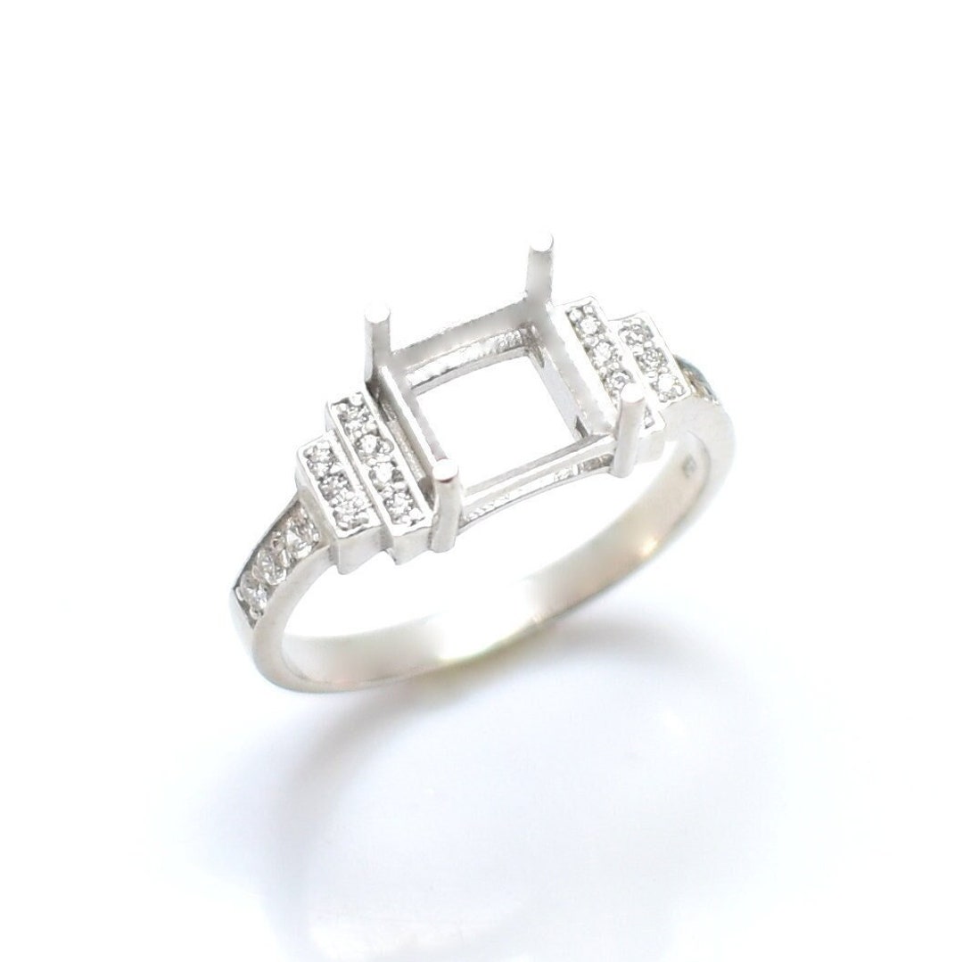 925 Sterling Silver Square Ring Setting, Square 7, 8, 9, 10 Mm Ring ...