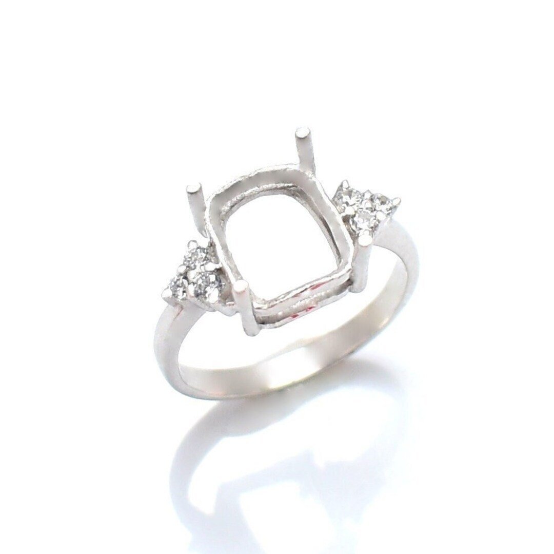 Stunning 925 Sterling Silver Octagon and Cushion Ring Setting With ...