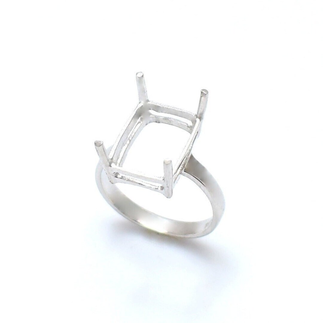 Amazing 925 Sterling Silver Octagon Ring Setting, 7x5 to 14x10 Mm Ring ...