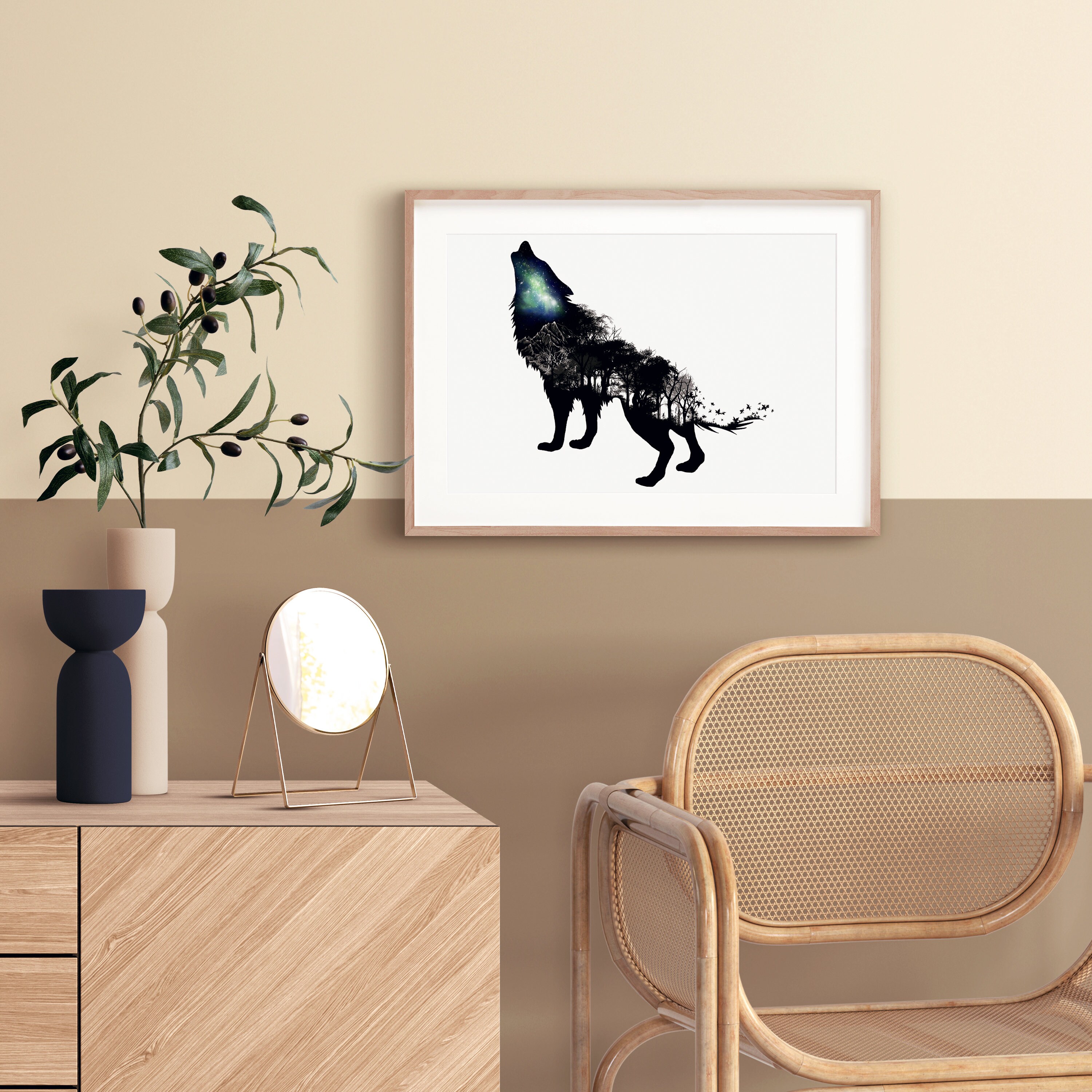 Wolf Silhouette Arctic Forest Printable Wall Art | Instant Digital ...