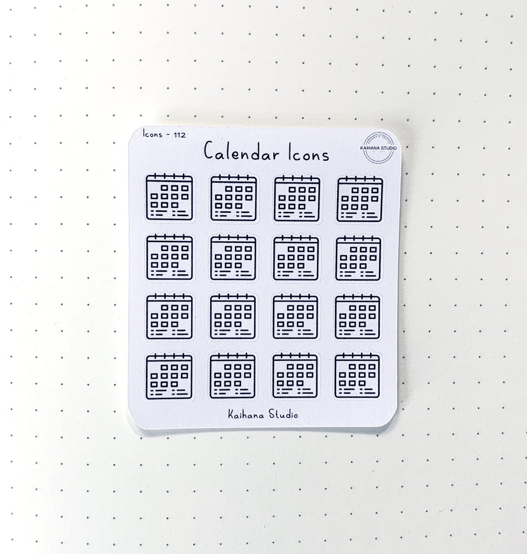 Small Calendar Icons Bullet Journal Calendar White Matte - Etsy