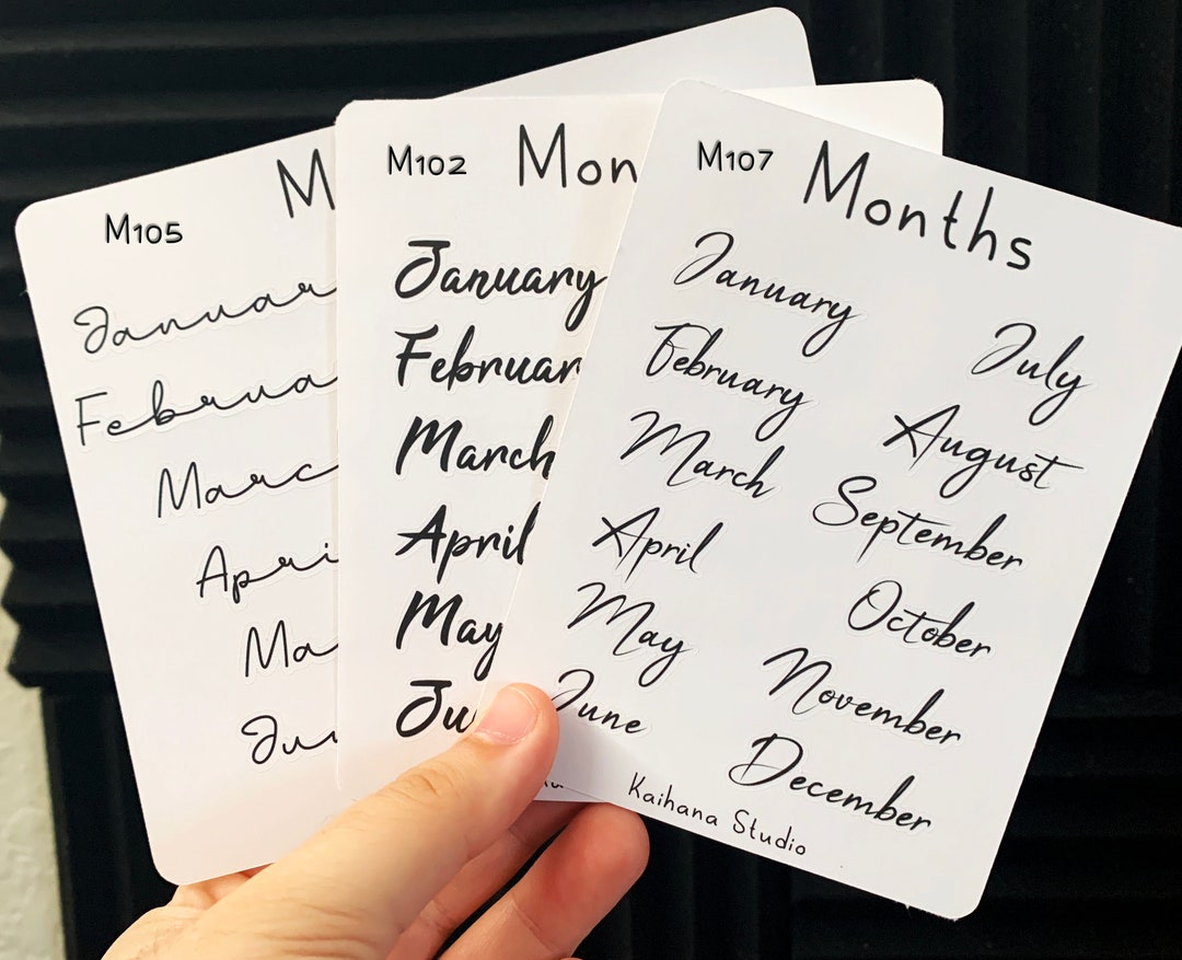 Bullet Journal Month Stickers 7 Different Fonts - Etsy