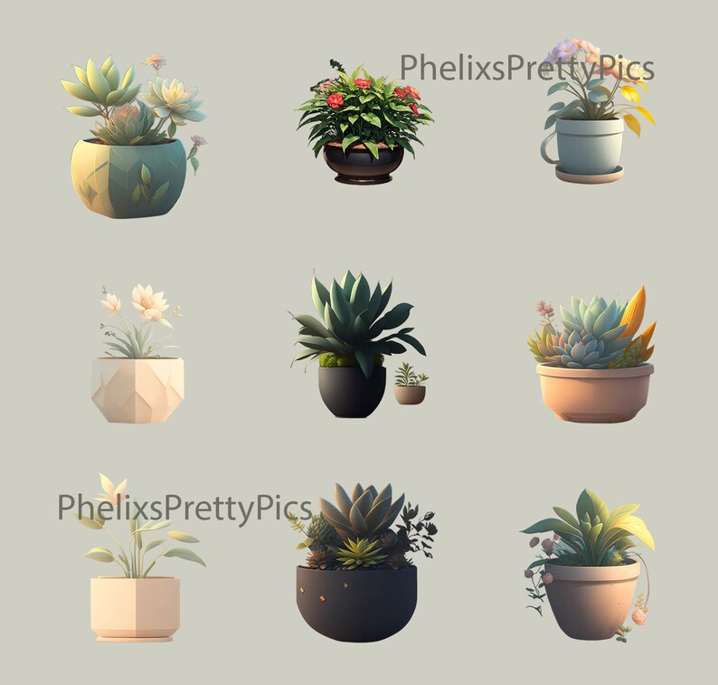 Potted Plants Clip Art Potted Plant Clip Art Minimalst - Etsy