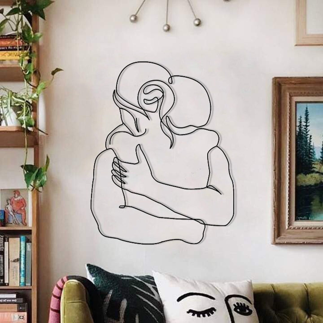 Hug With Longing Metal Wall Decormetal Arthot Couplehouse - Etsy