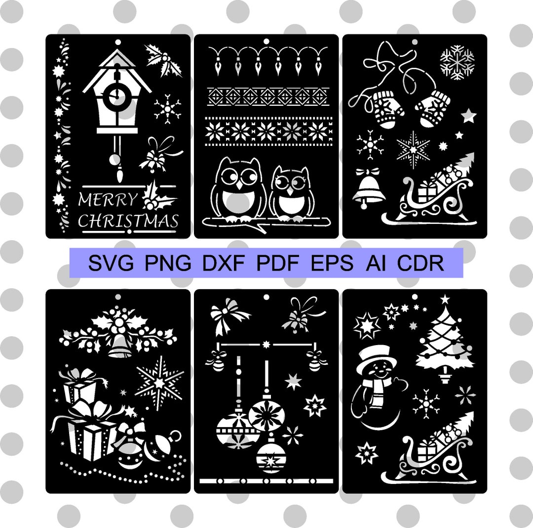 Christmas Stencil Templates: Winter Scene Bundle (digital Files) - Etsy