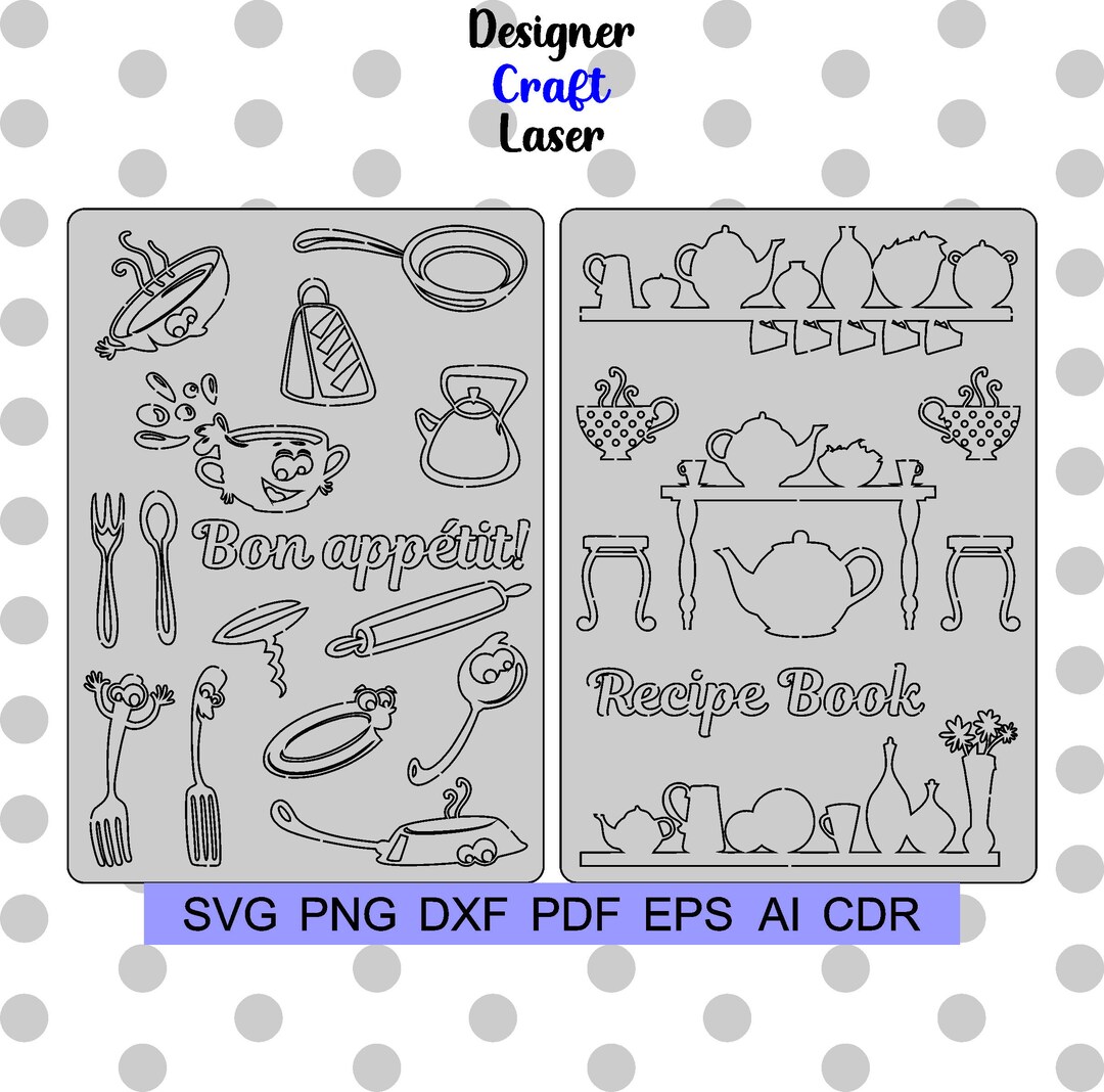 Kitchen Papercut Templates Svg Chipboard Svg Papercut Cdr Scrapbooking ...