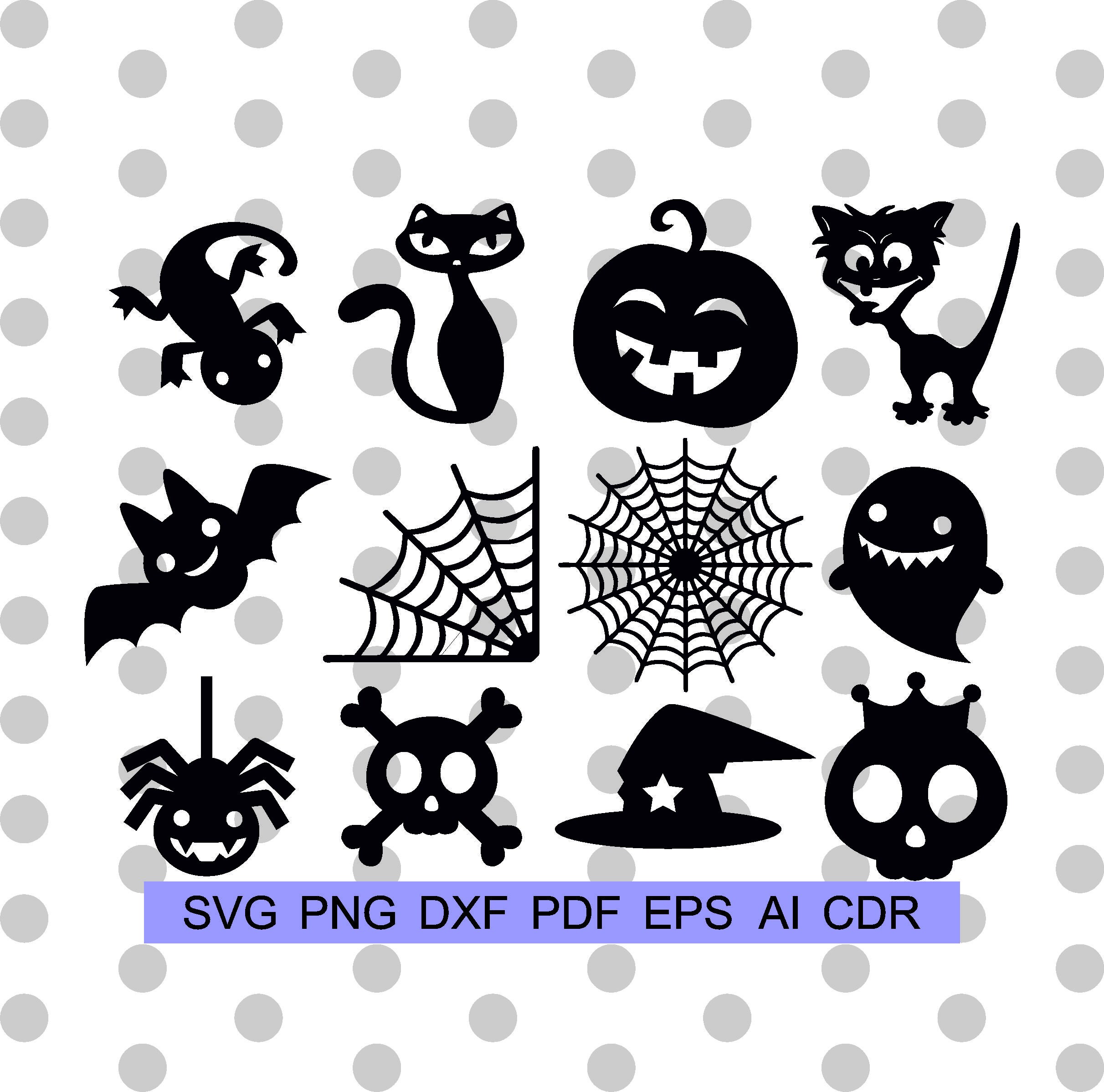 Halloween Home Decor Svg Laser Cut File Ghost Pumpkin Spider - Etsy