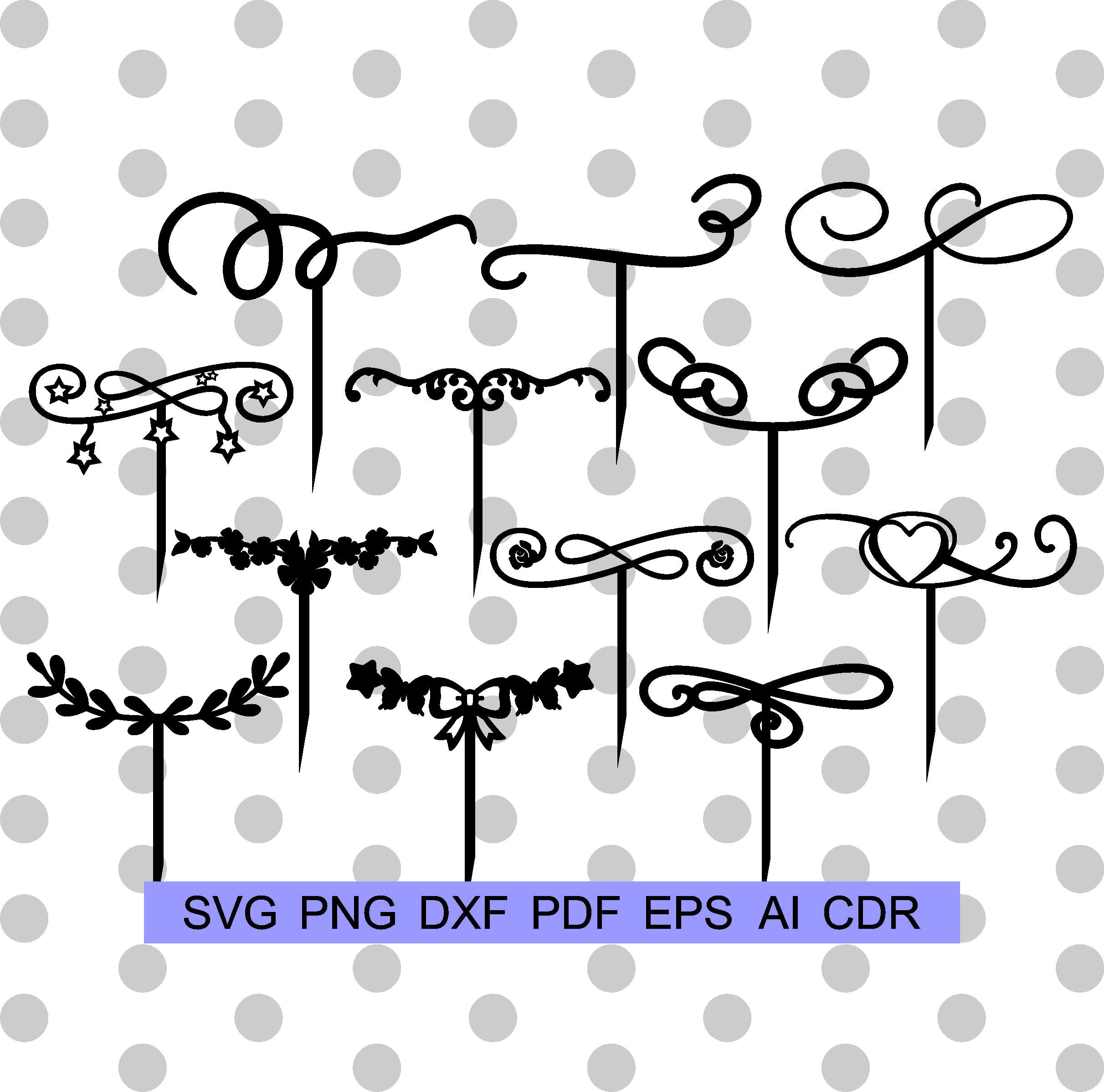 Svg Cake Topper Elements Bundle for Wedding or Birthday, Vector for CNC ...