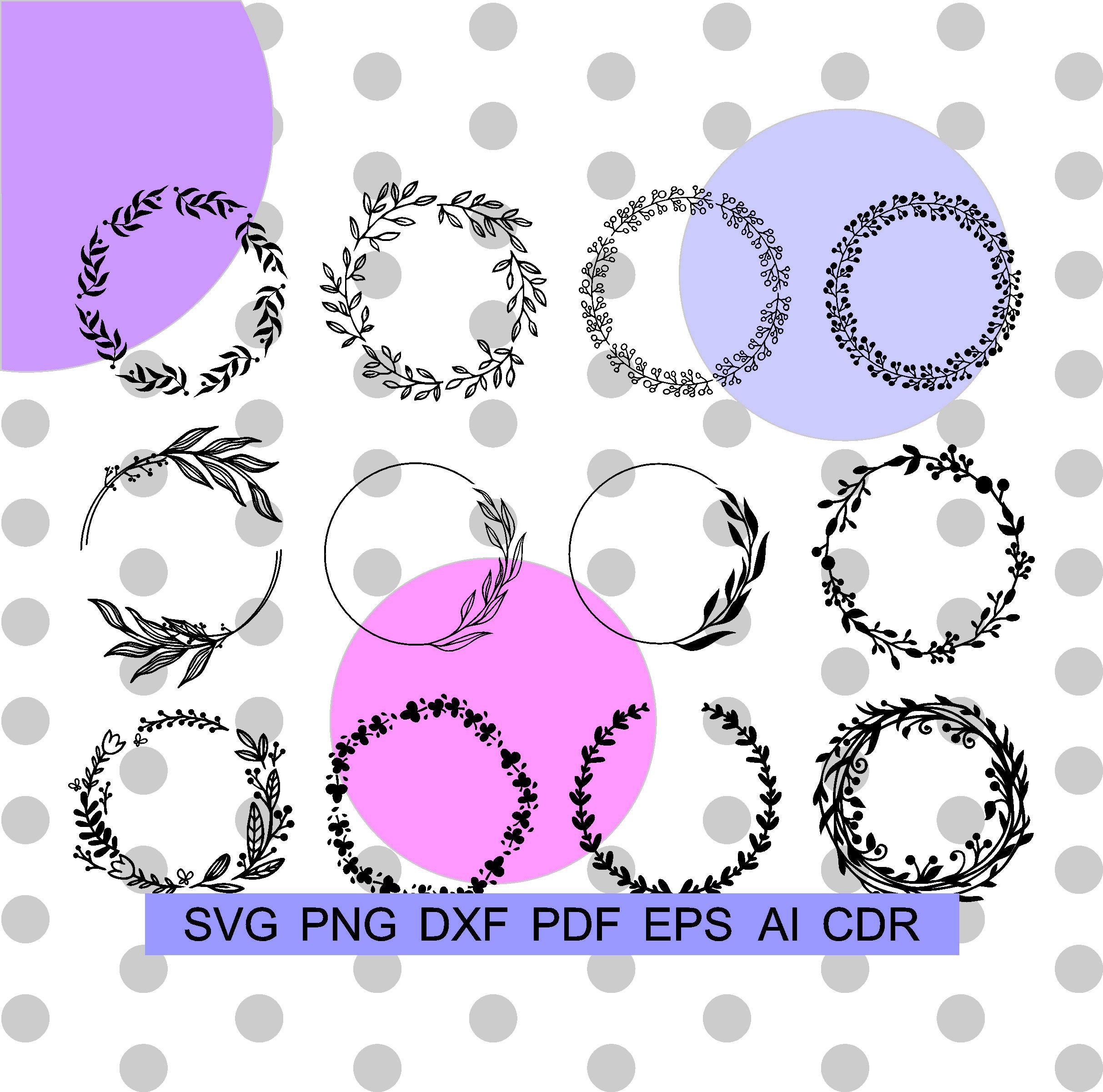 Couronne SVG Bundle, Cercle svg bundle, Couronne florale svg, Couronne ...