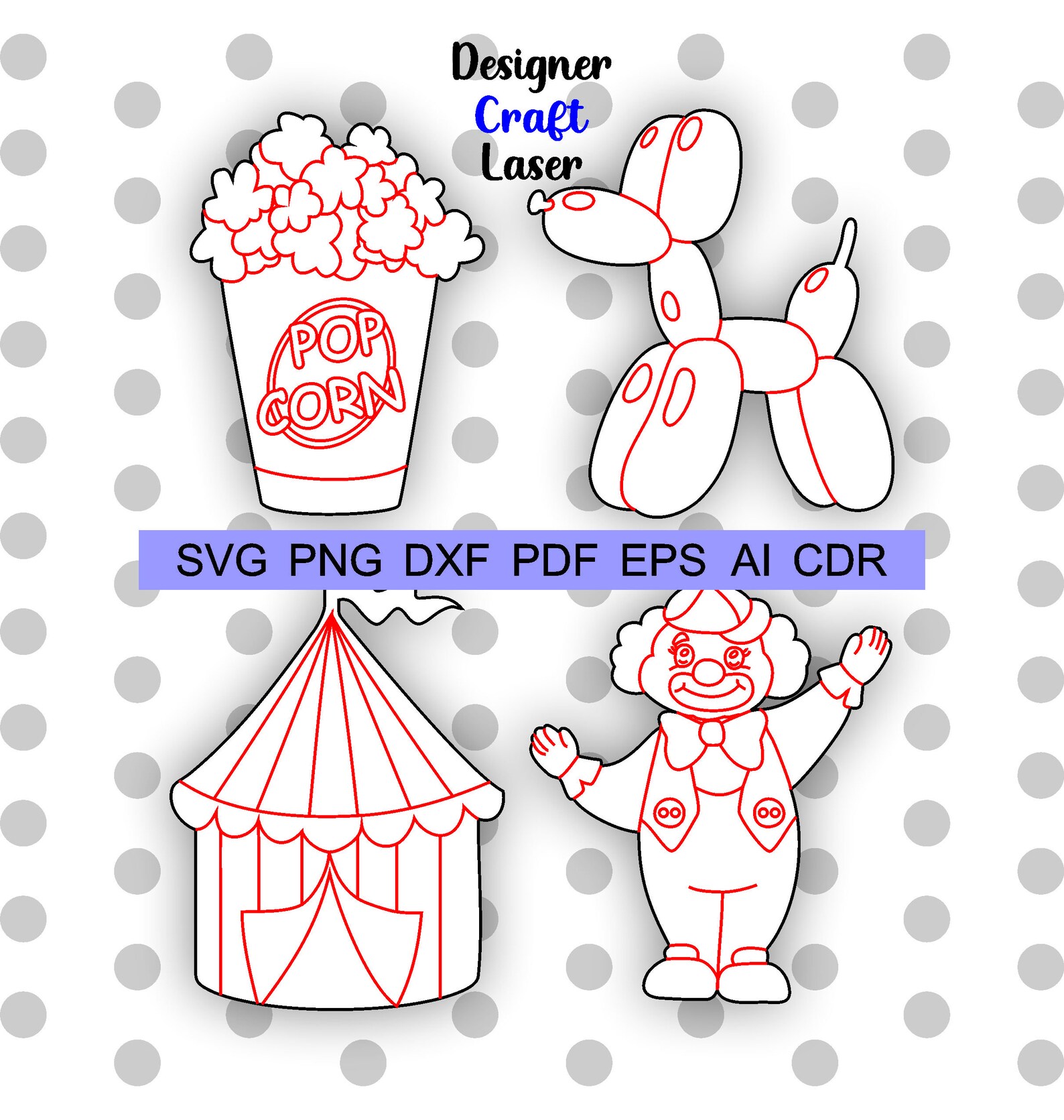 Brooch Circus Pin Svg Engrave Vector Bundle Cdr Dxf Eps Ai for Laser ...