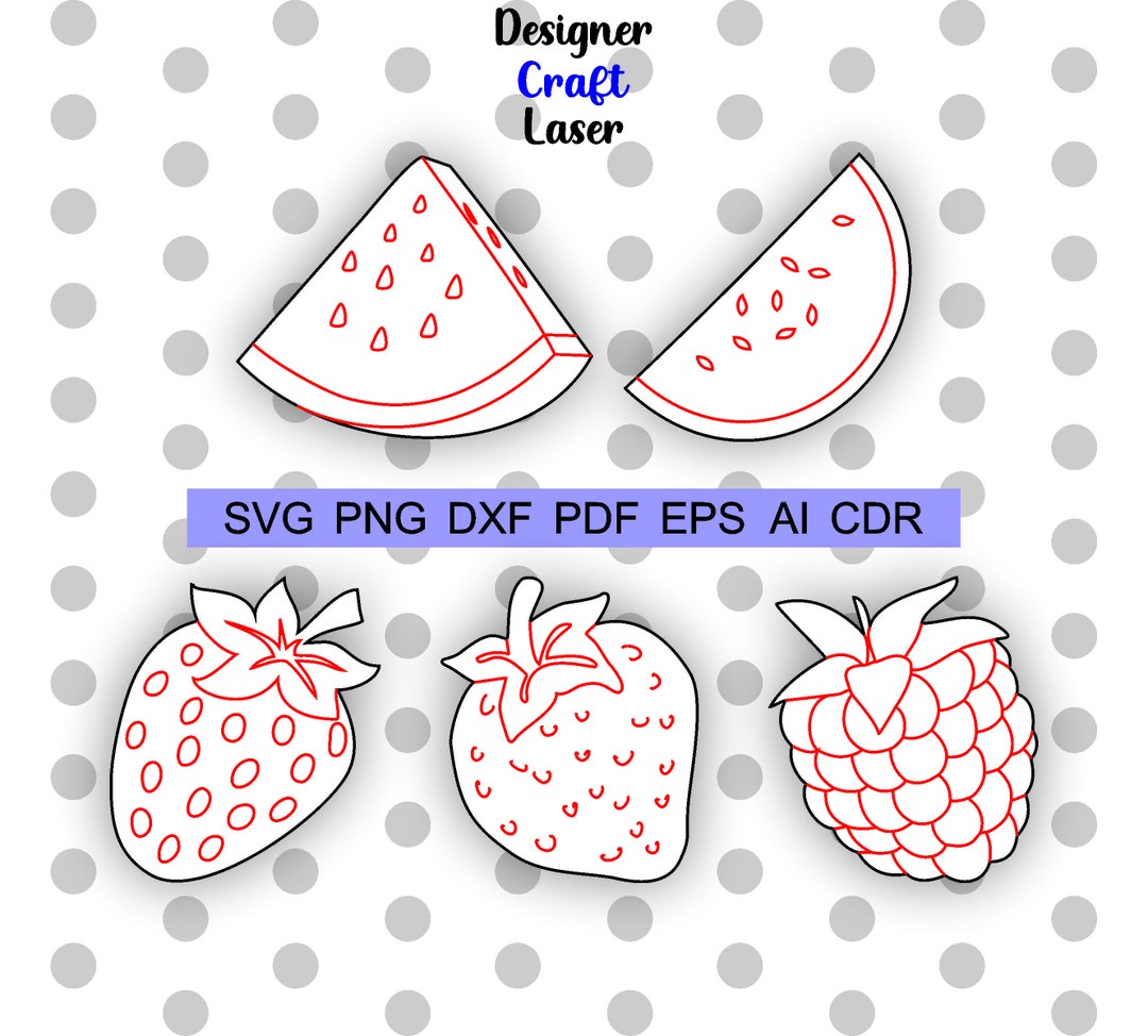 Berry Watermelon Strawberry Brooch Svg | Laser Cut Dxf Pin Svg ...