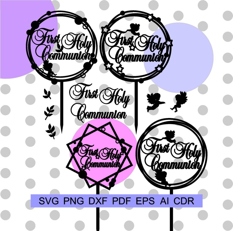 First Holy Communion Svg Bundle, Religious Cake Topper Design Svg ...
