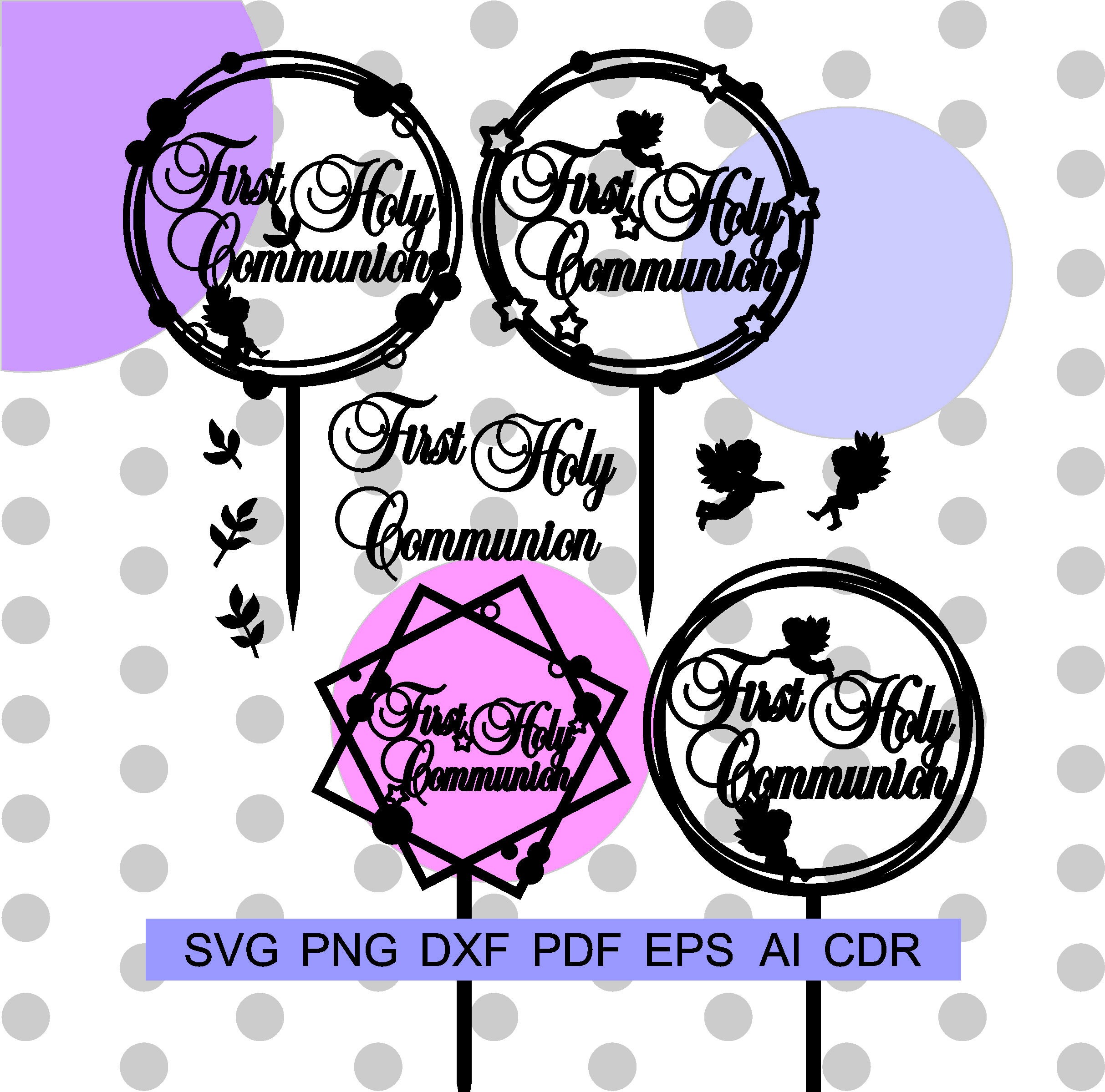 First Holy Communion Svg Bundle, Religious Cake Topper Design Svg ...
