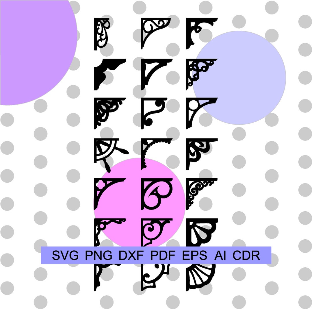 Corner Shelf Pattern Border Frames, Corner Set Svg, Laser Cut Engrave ...