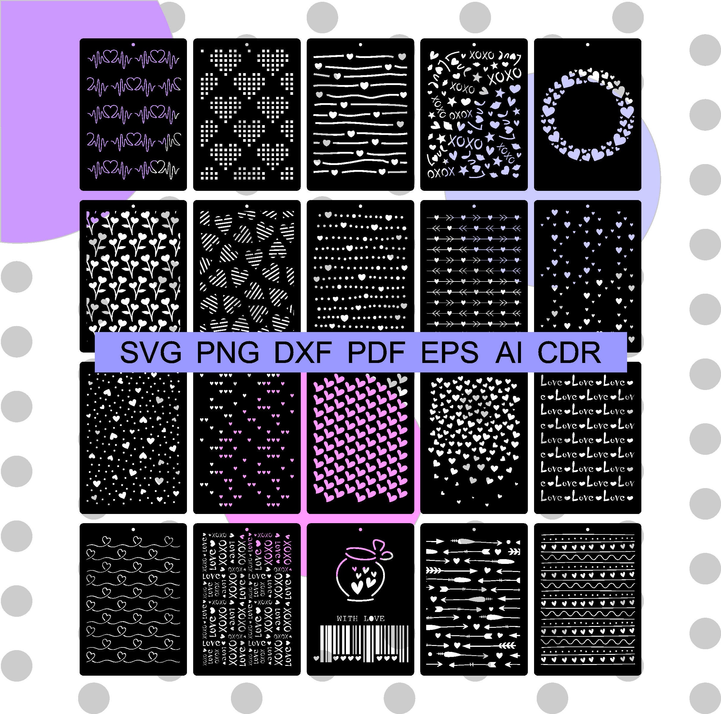 Valentines Day Stencils Svg, Digital Love Text Cookie Stencil, 14 ...