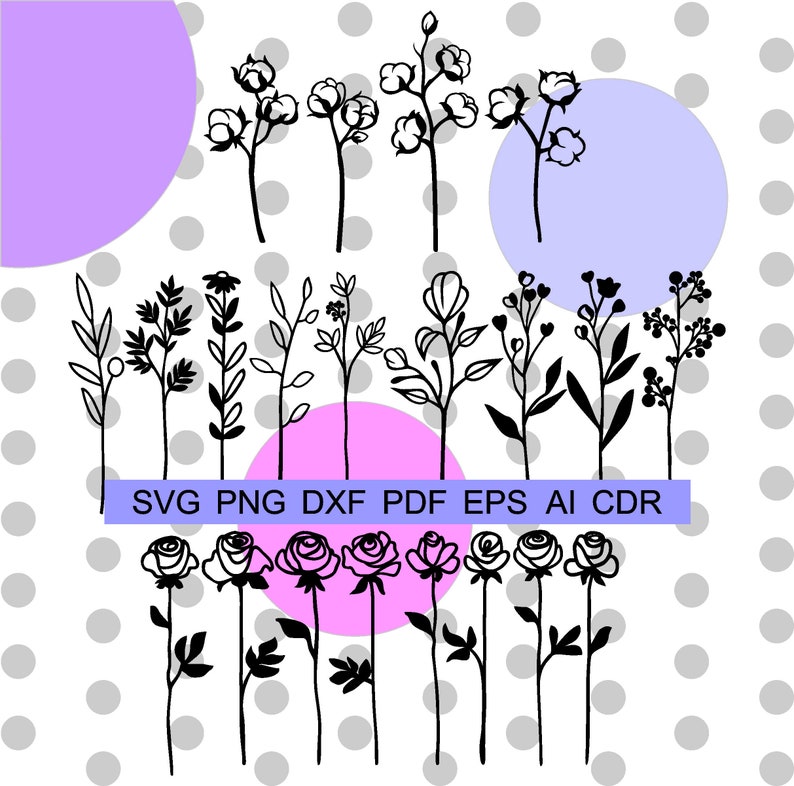 Wildflowers Svg Bundle, Laser Cut Cricut Digital Files, Vector Wild ...
