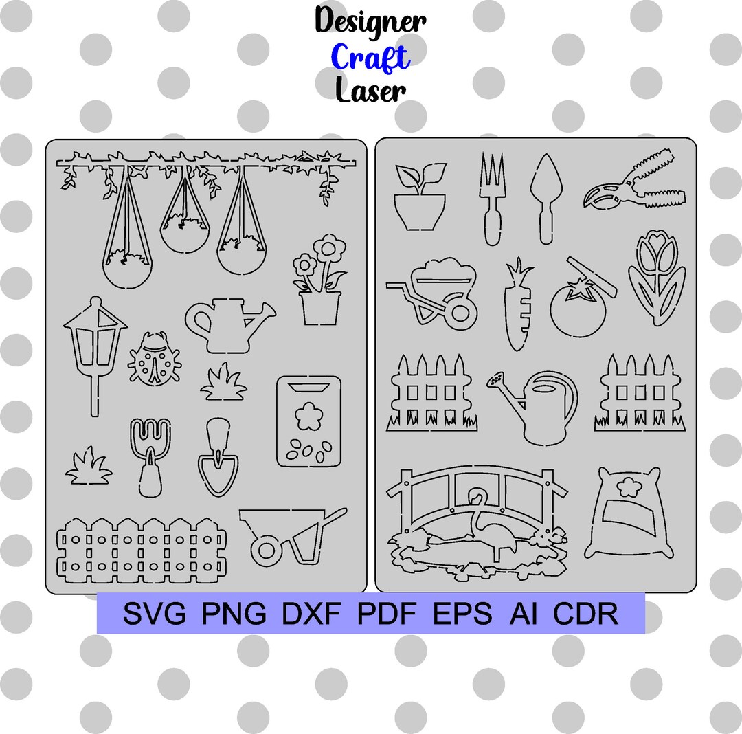 Chipboard Gardering Bundle Svg Gardening Tools Cdr Handcutting Svg ...