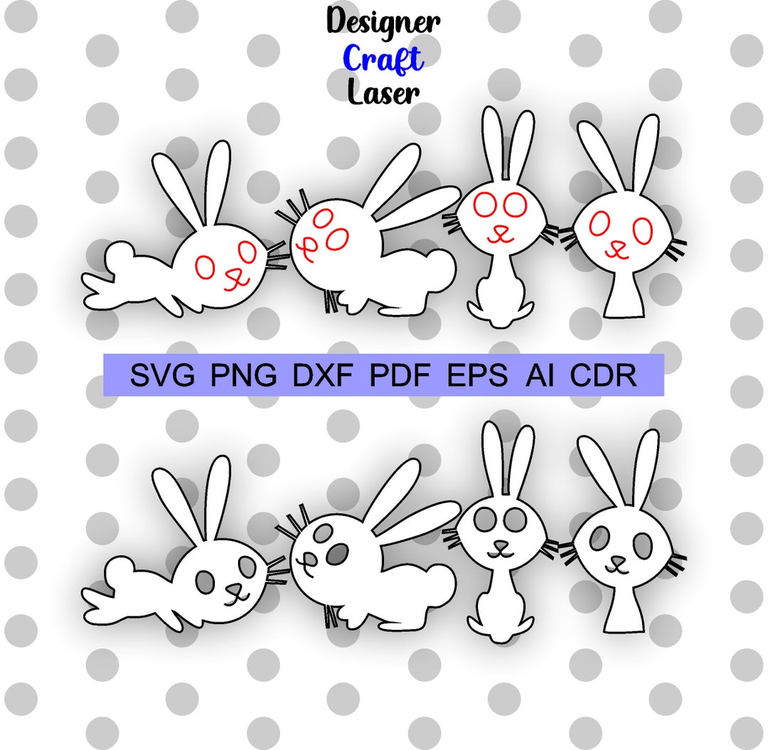 Rabbit Figures Cdr Svg Dxf Png, Easter Bunny Clipart, Decoration Laser ...