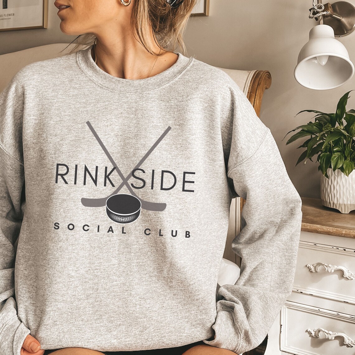 Rink Side Social Club Sweatshirt, Hockey Mom Sweatshirt, Hockey ...