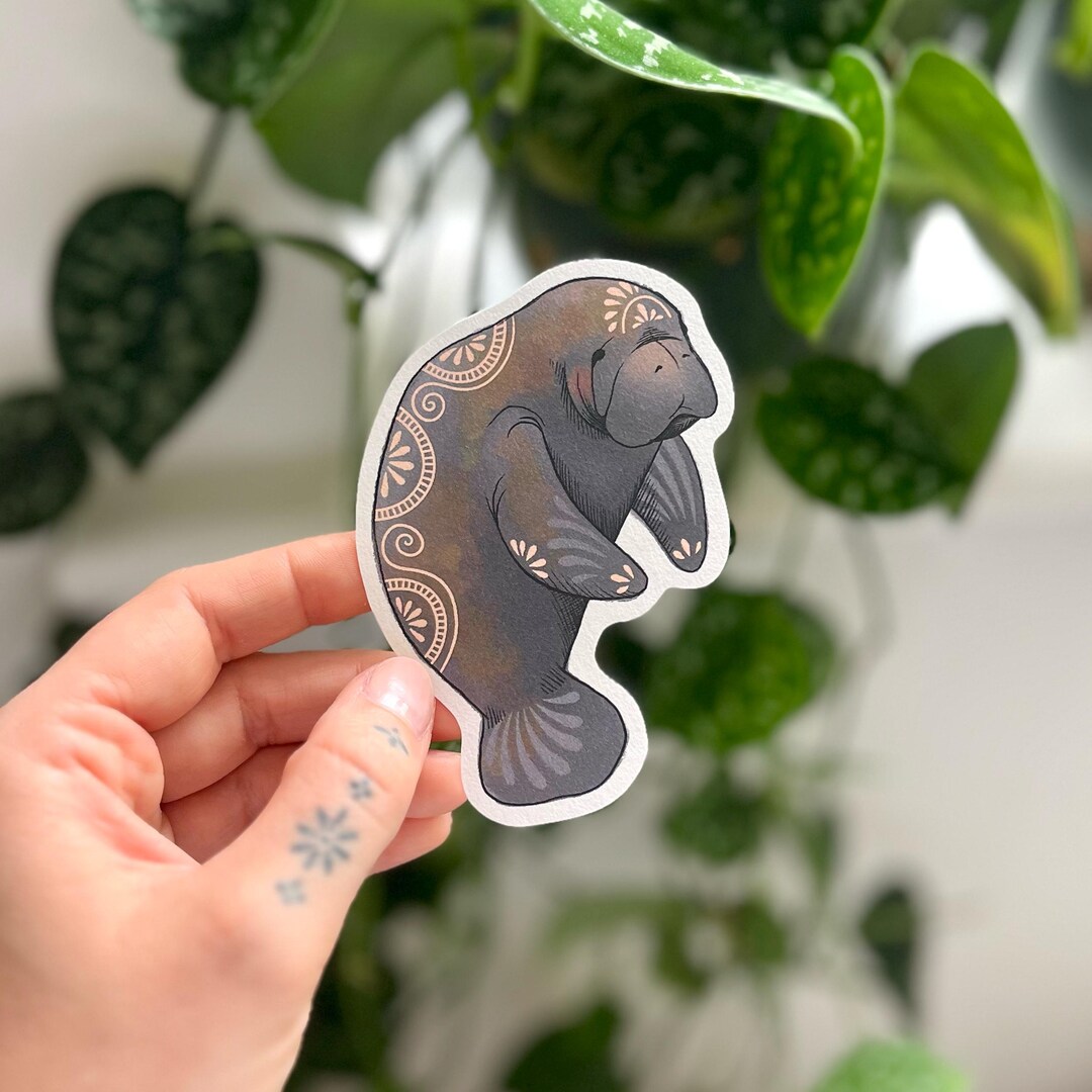 Manatee Sticker: Eco-friendly Marine Life Decal - Etsy