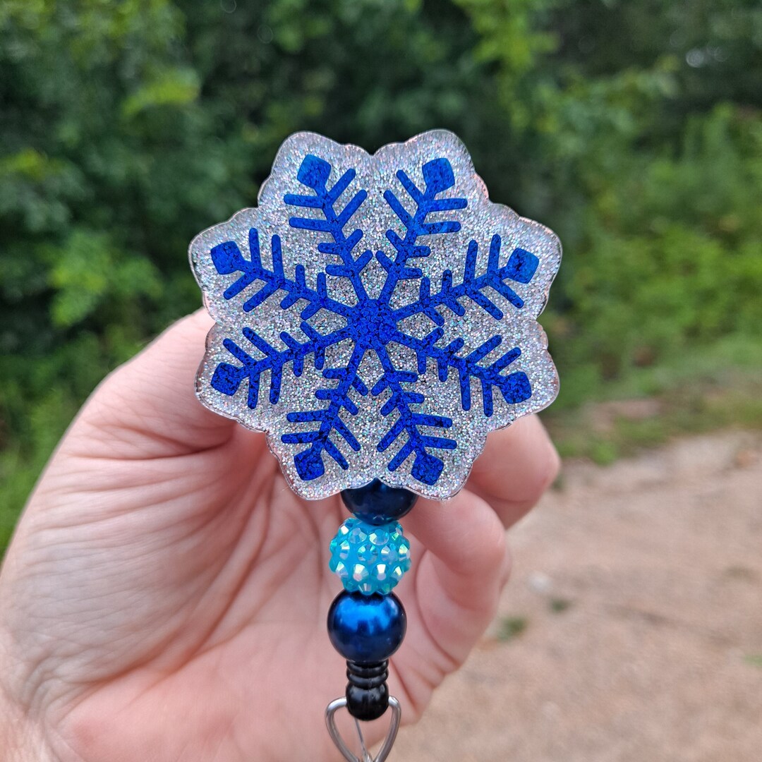 Snowflake Work Id Badge Reel Holder Clip. - Etsy