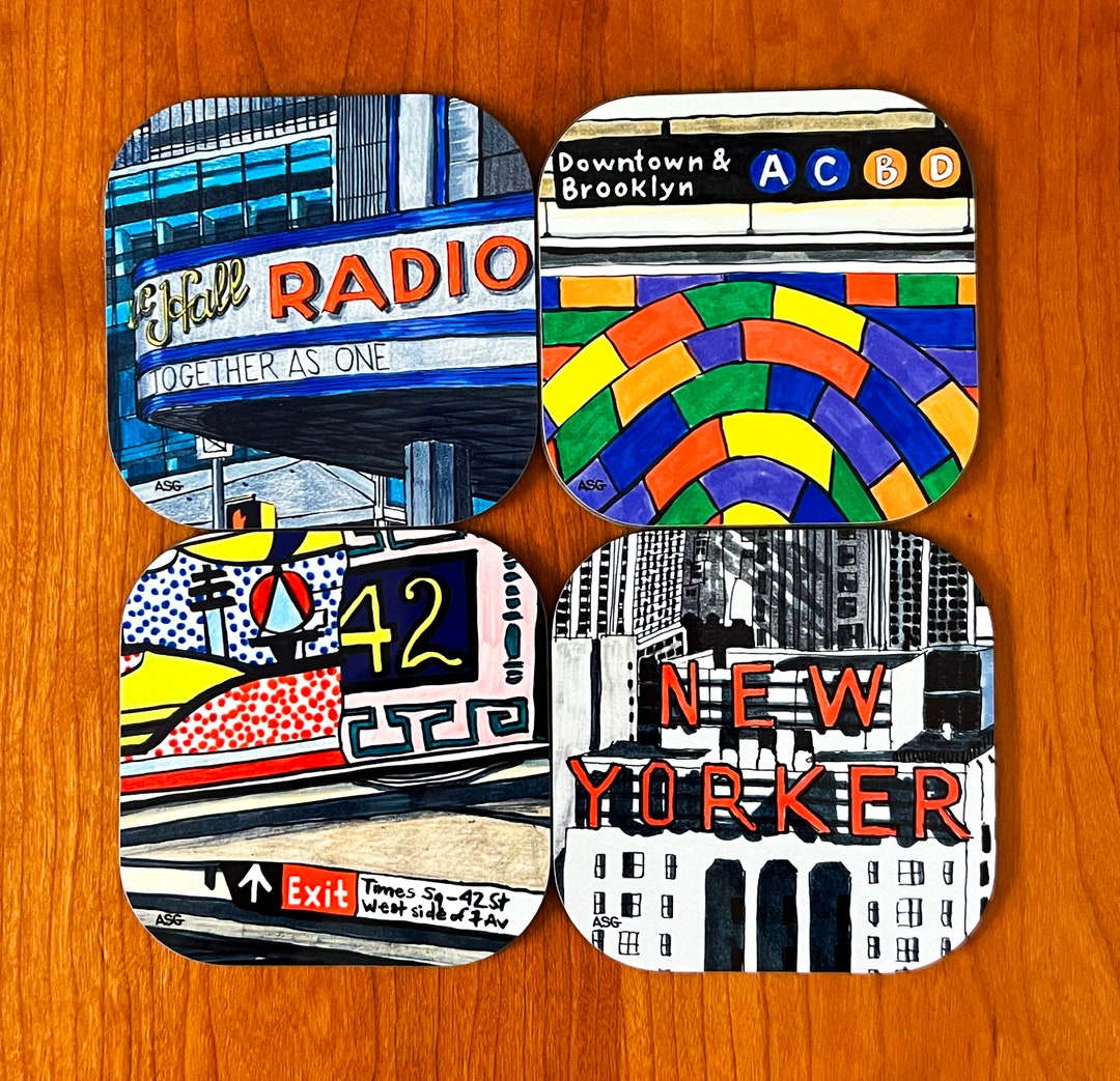 Set of 4 New York City Coasters of Midtown NYC Coasters - Etsy