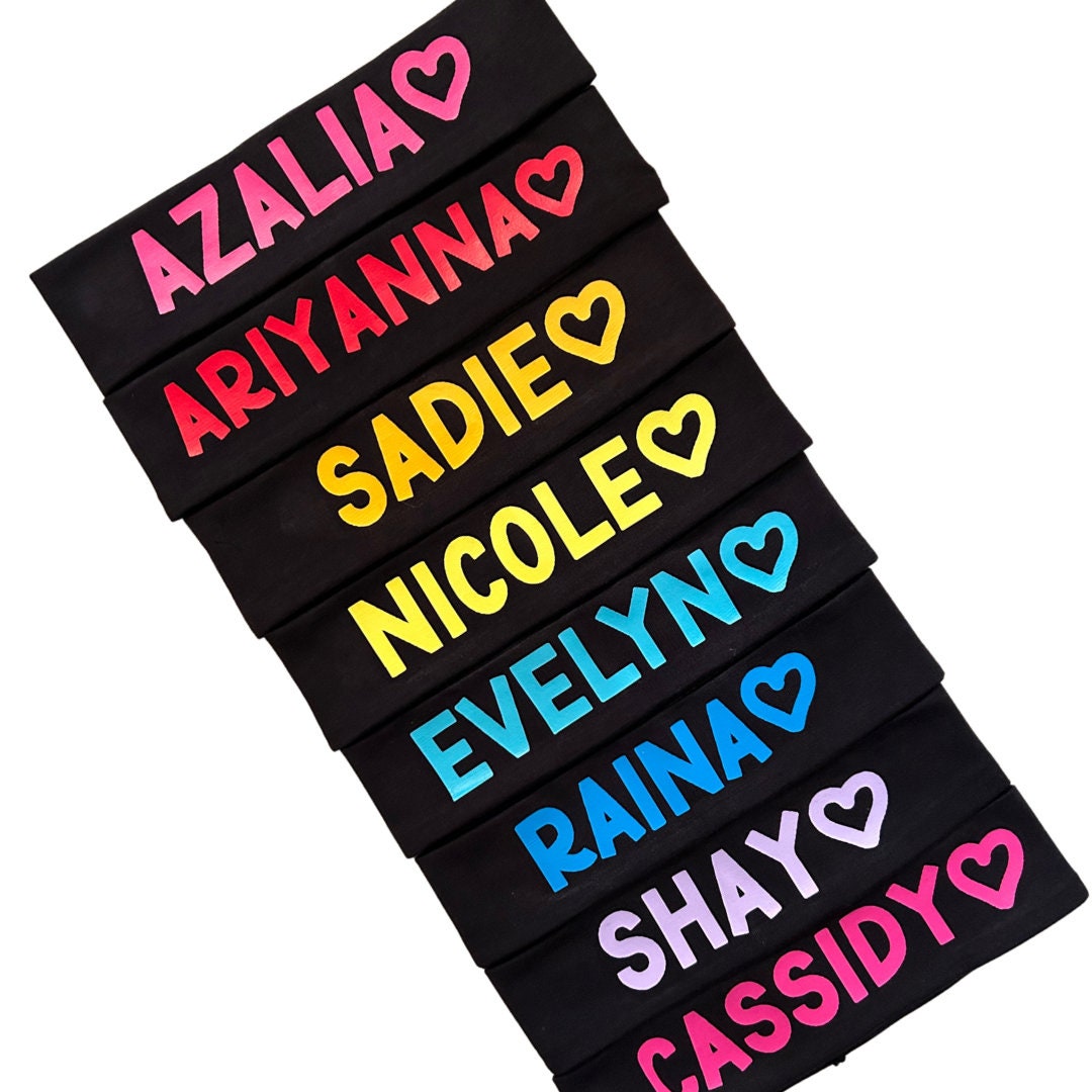 Black Personalized Headbands - One Size Fits All - - Etsy
