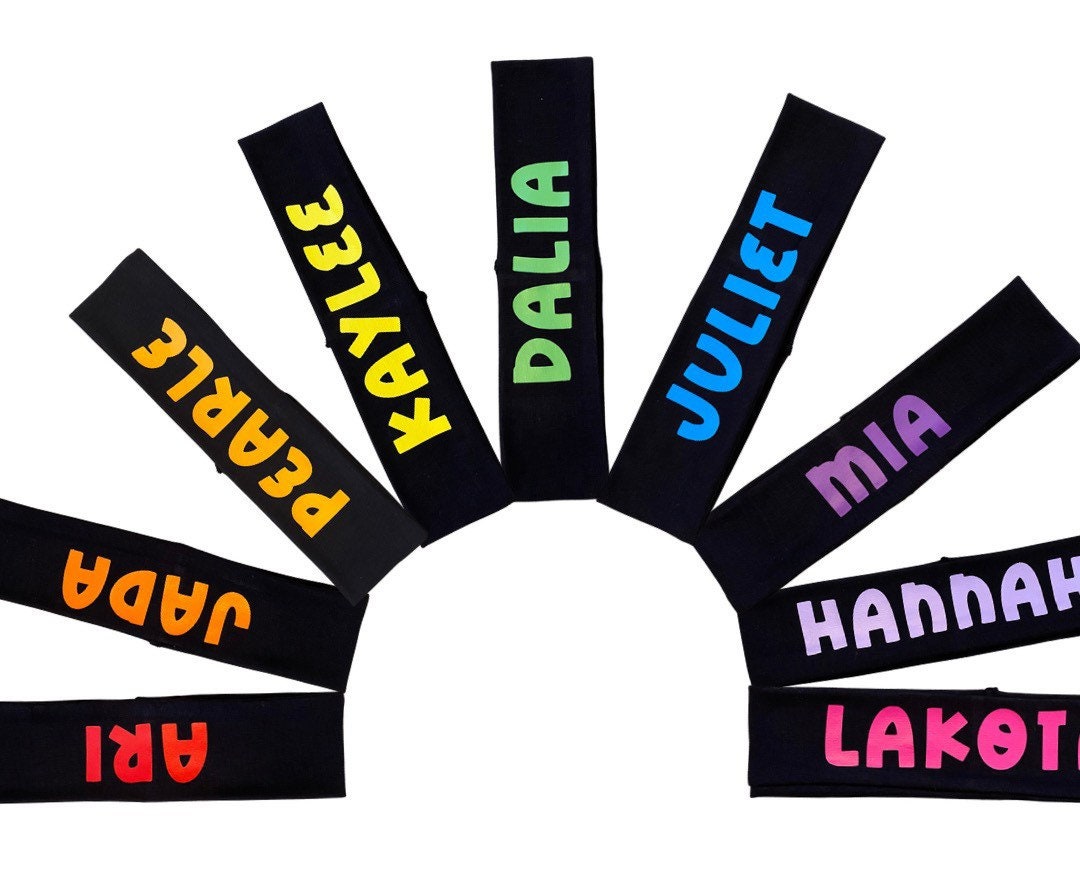Black Personalized Headbands - One Size Fits All - - Etsy
