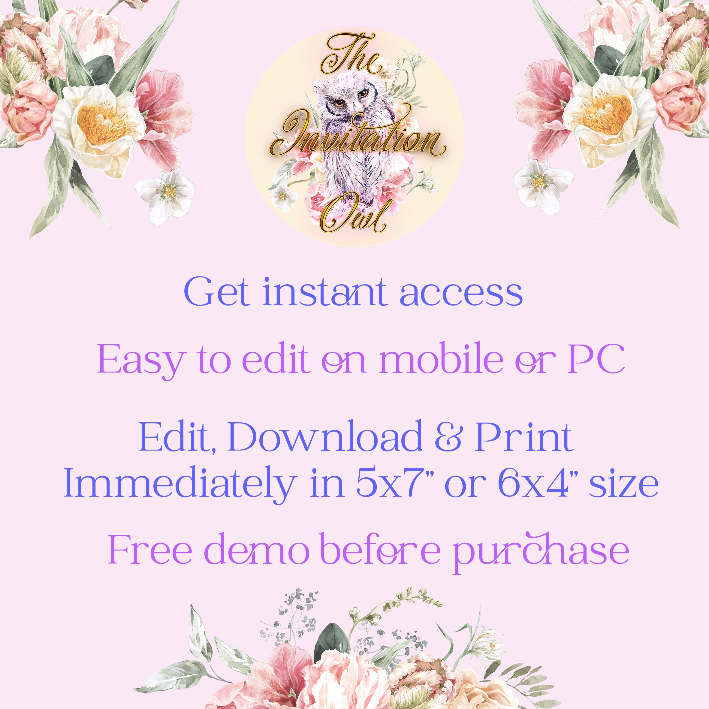 Be Our Guest Invitation, 5"x7" or 4"x6" EDITABLE TEMPLATE, Birthday ...