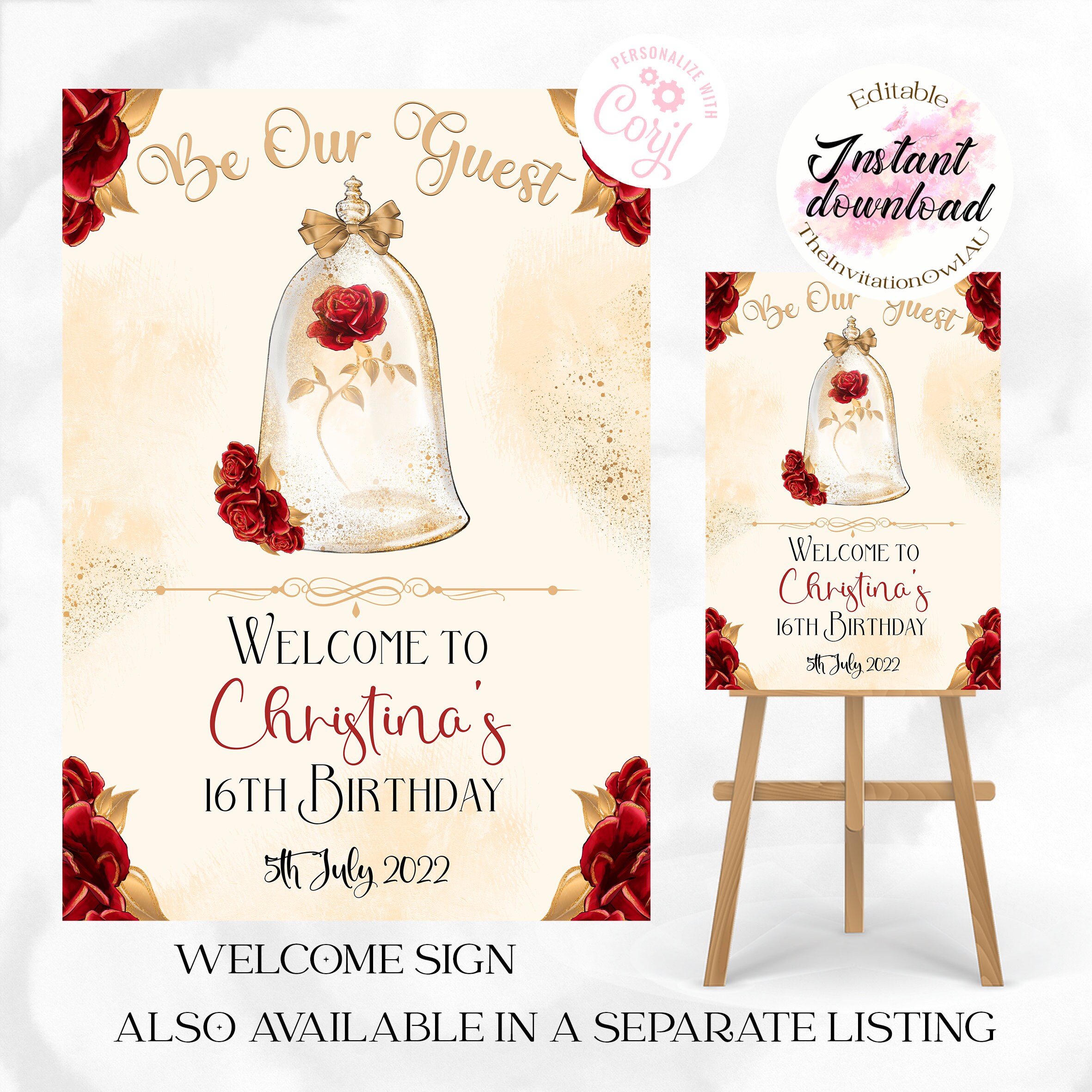 Be Our Guest Invitation, 5"x7" or 4"x6" EDITABLE TEMPLATE, Birthday ...