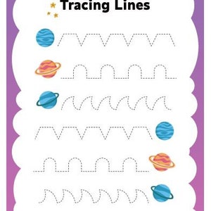 Space / Galactic Theme Letters Numbers Pictures - Tracing Lines ...