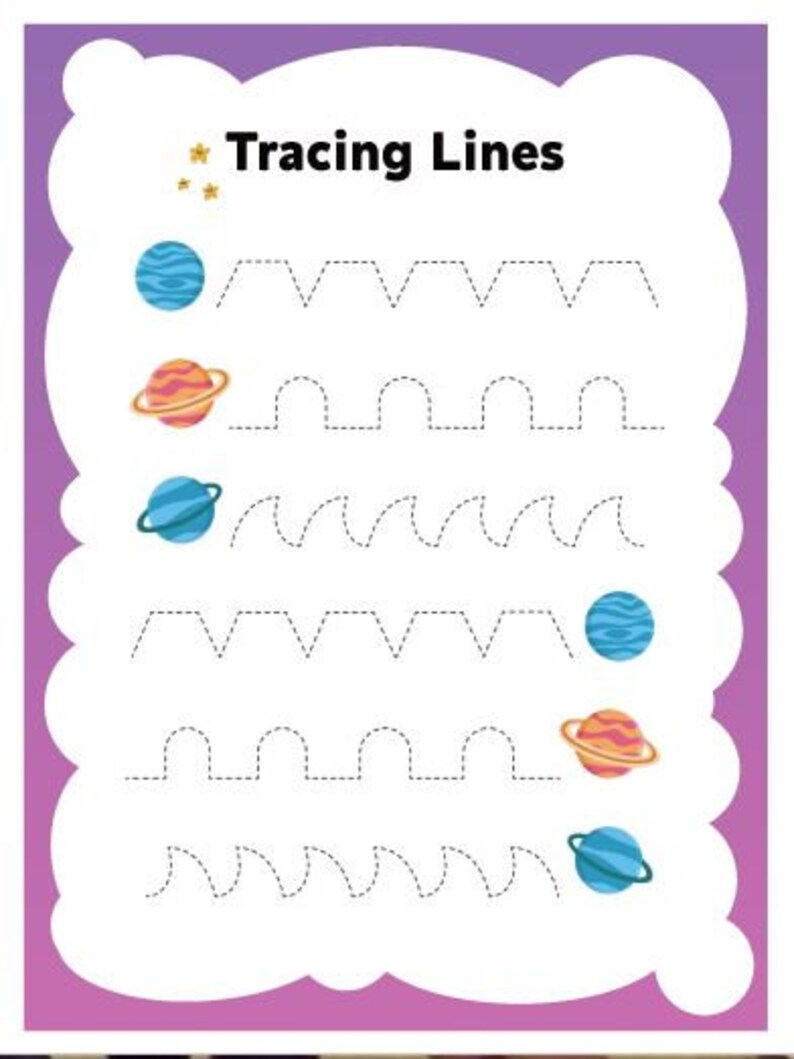 Space / Galactic Theme Letters Numbers Pictures - Tracing Lines ...