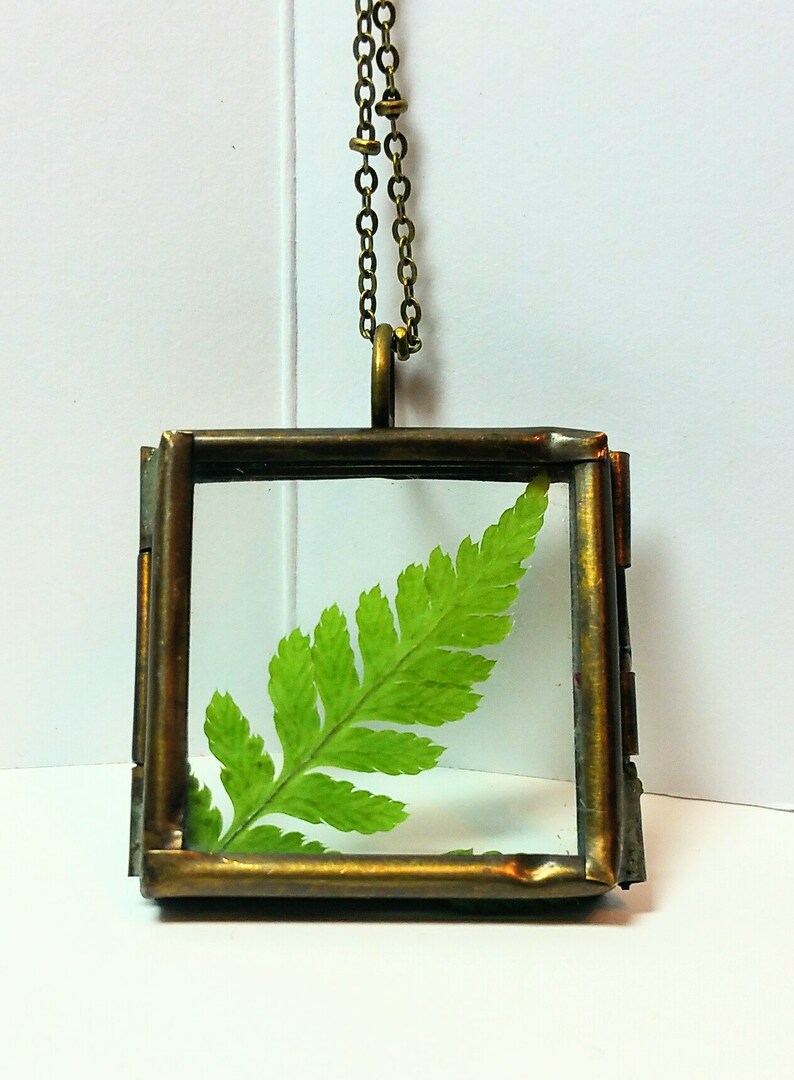 Fern Necklace Pressed Flower Jewelry Woodland Pendant Pressed Fern Gift ...