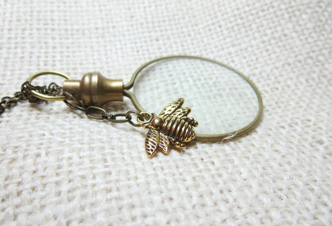 Magnifying Glass Bee Necklace Stainless Steel Monocle, Magnifying ...
