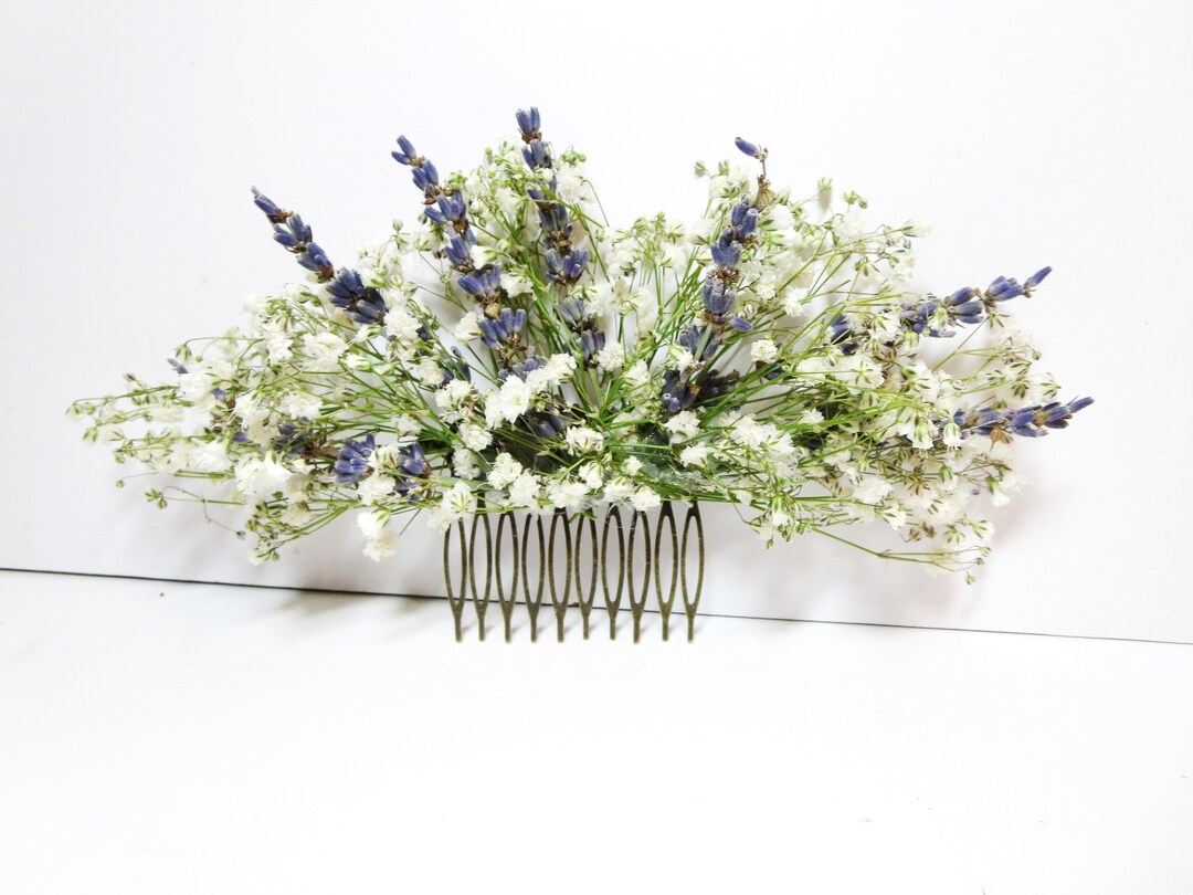Baby's Breath Dried Flower Comb Wedding Hair Comb Lavender Bridal Hair ...