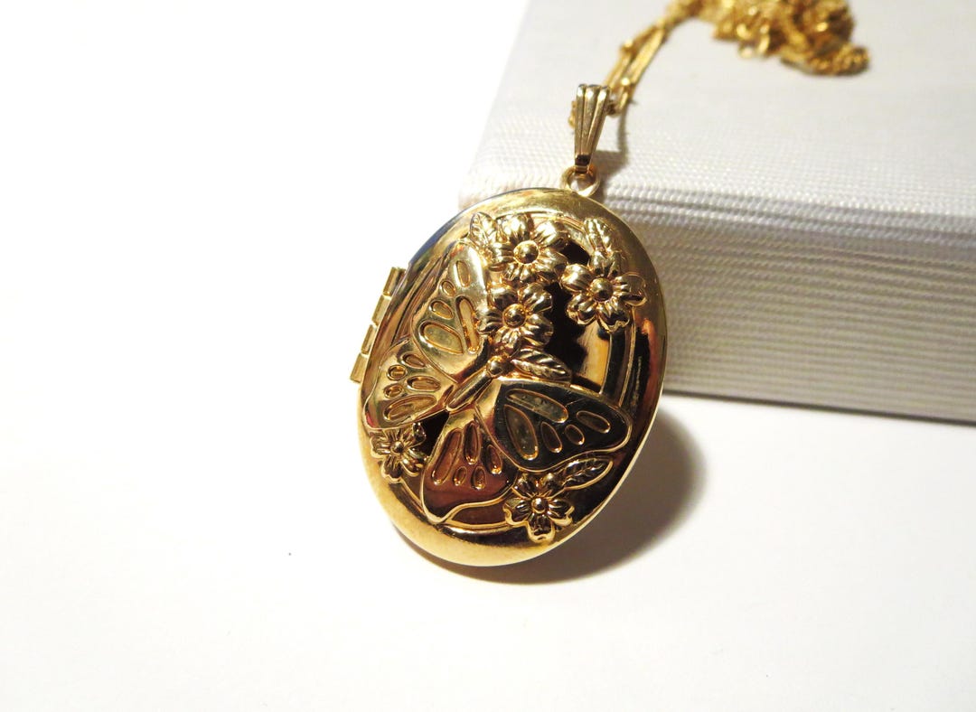 Avon Perfume Butterfly Locket Vintage Walnut Shaped Perfume Locket ...