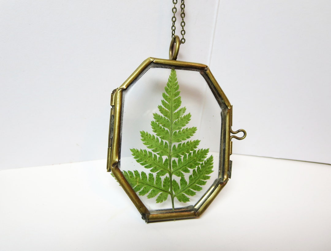 Fern Necklace Pressed Flower Jewelry Woodland Pendant Pressed Fern Gift ...