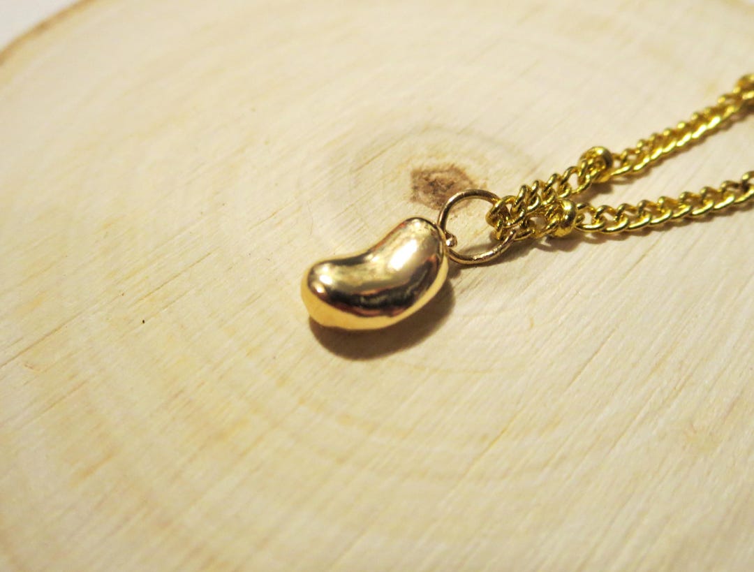 Tiny Bean Necklace, Dainty Little Bean Necklace, Gold Beans Earrings ...
