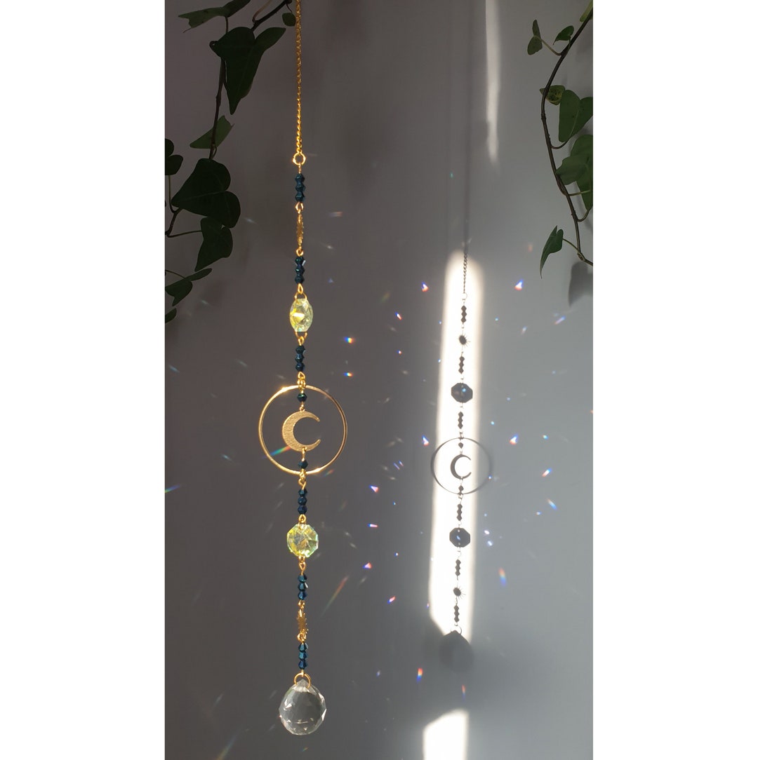 Moon Suncatcher Suncatcher Lightcatcher Rainbow Glass Beads Window ...